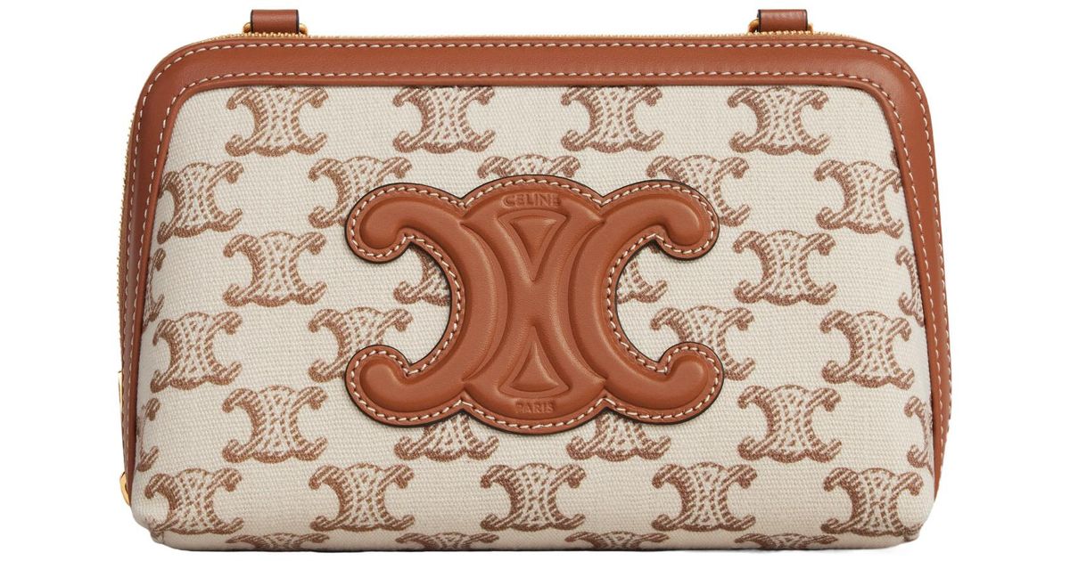 Celine Triomphe Chain Shoulder Bag in Brown | Lyst