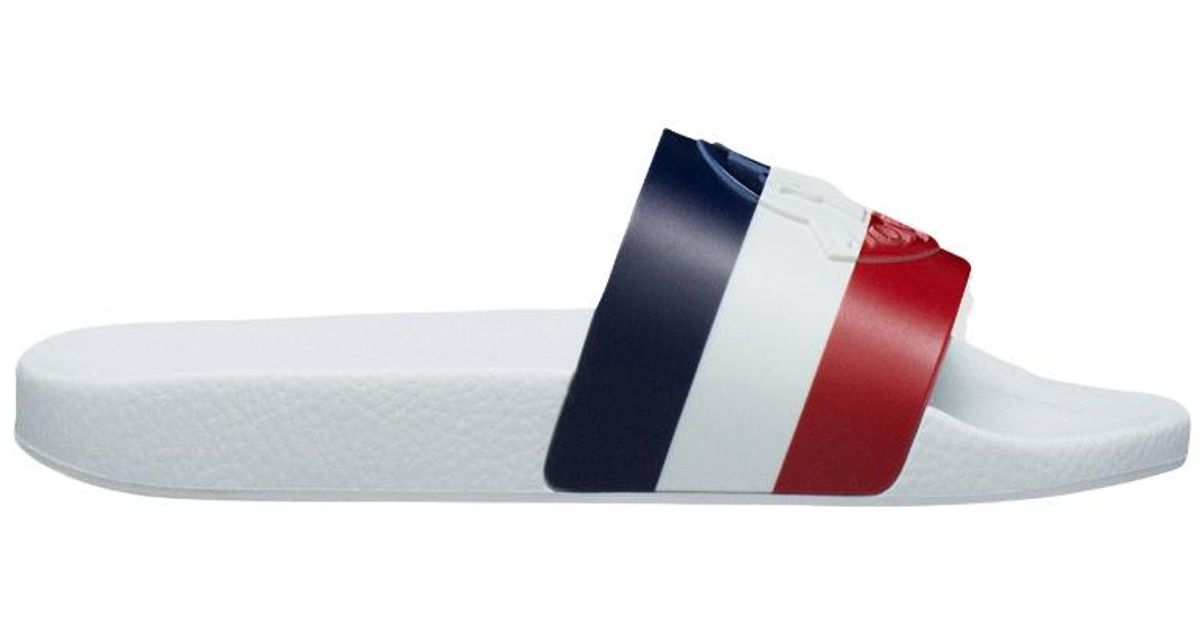 Moncler Basile Sliders in White for Men | Lyst
