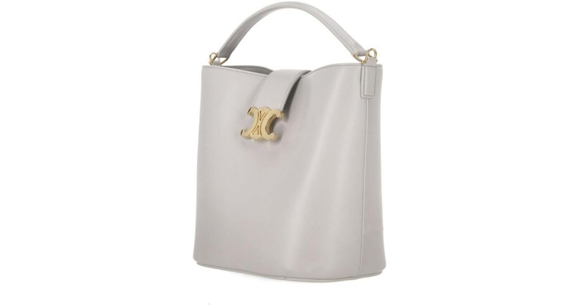Celine Medium Logo Handbag in Gray | Lyst