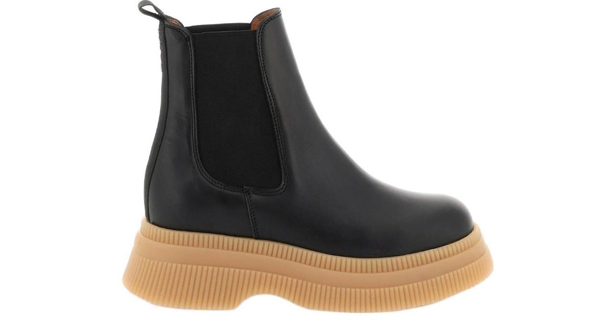 Ganni Elasticated Side-Panel Boots in Black | Lyst