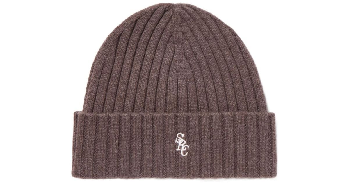Sporty & Rich Embroidered Ribbed Cashmere And Wool-Blend Beanie in ...