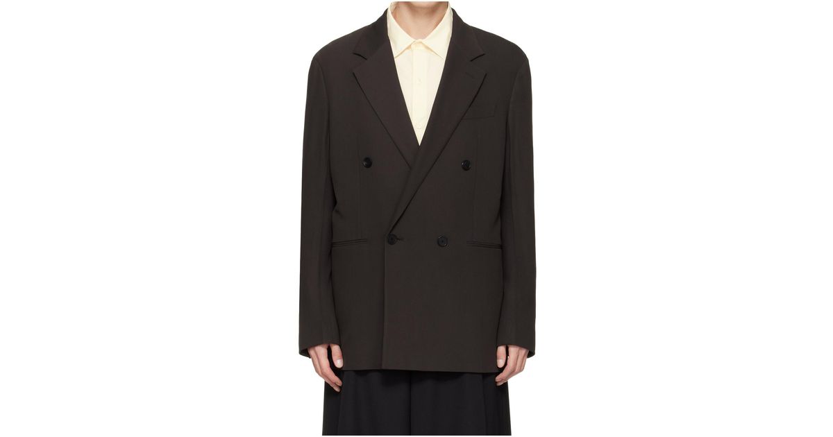 Lanvin Wool Blend Double-Breasted Suit Jacket in Black for Men | Lyst