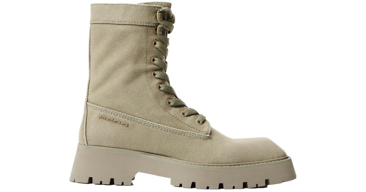 Alexander Wang Throttle Waxed Canvas Lacing Ankle Boots in Natural | Lyst
