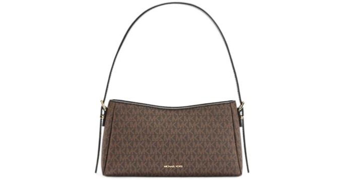 MICHAEL Michael Kors Moore Medium Iconic Logo Shoulder Bag in Brown | Lyst