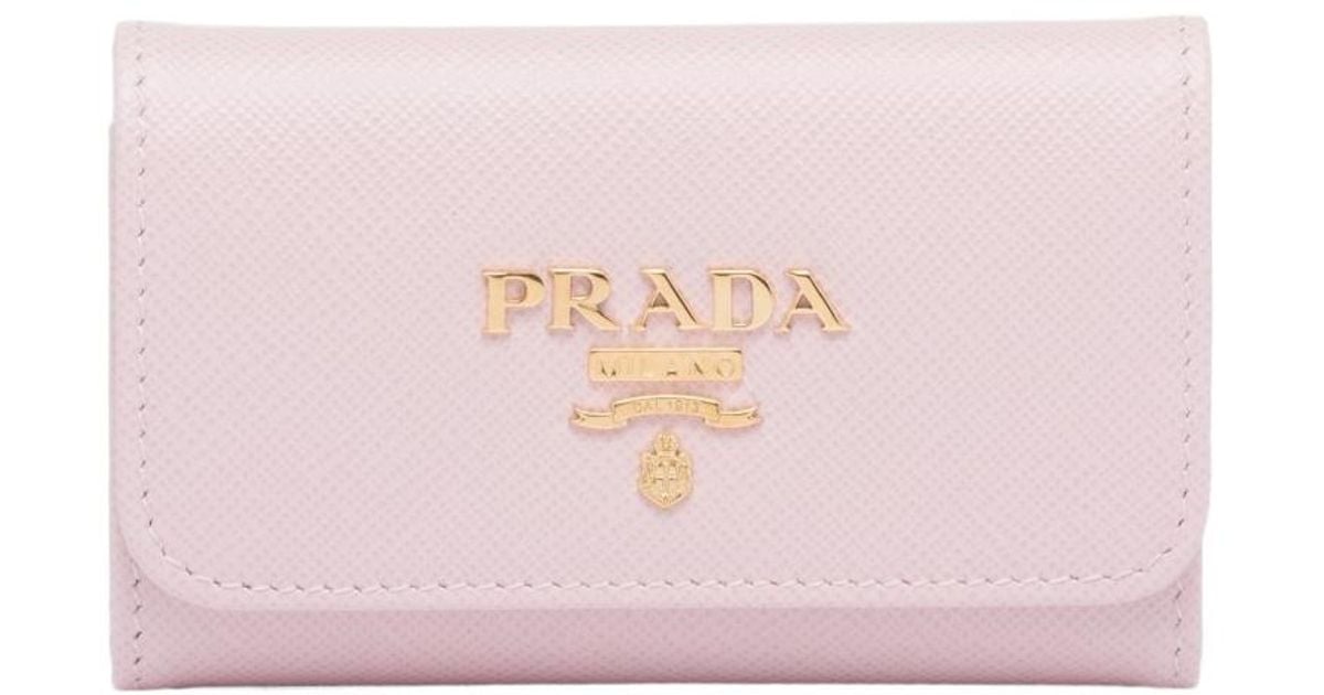 Prada Saffiano Leather Key Case in Pink | Lyst