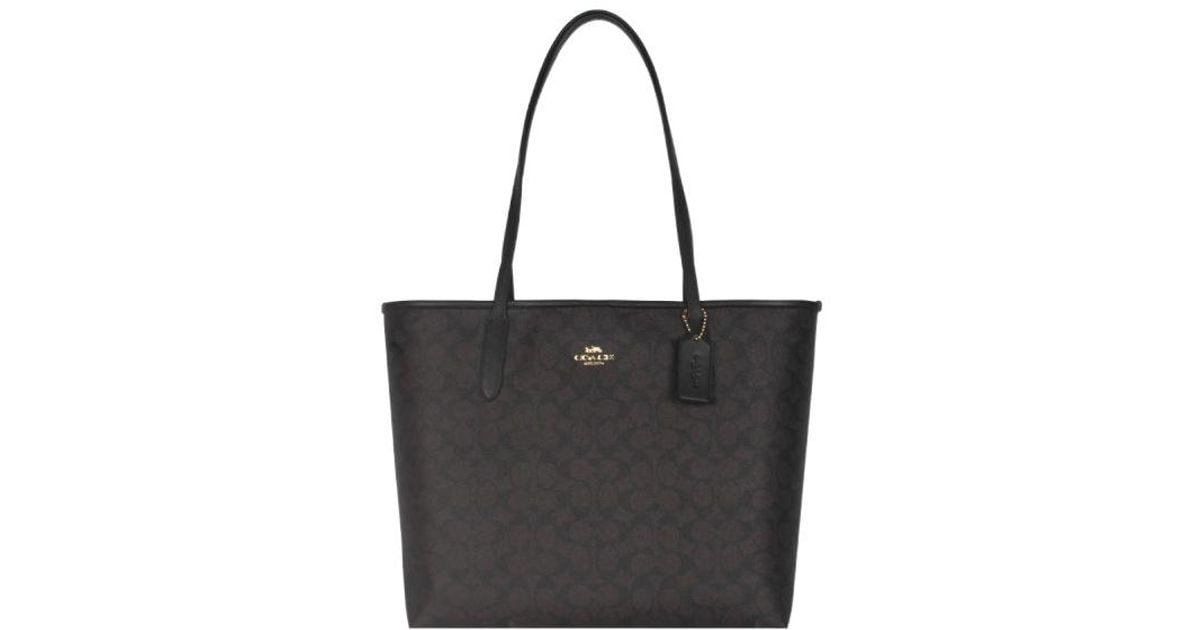 COACH Logo Printed Handbag in Black | Lyst