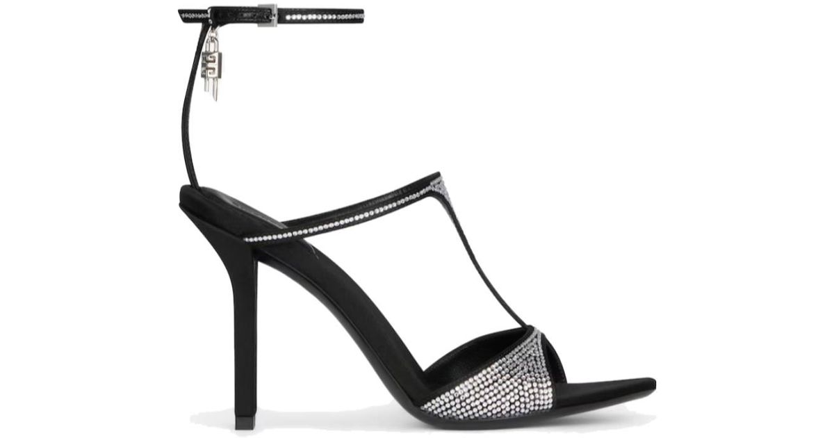 Givenchy G Lock Diamond High-Heeled Sandals in Black | Lyst