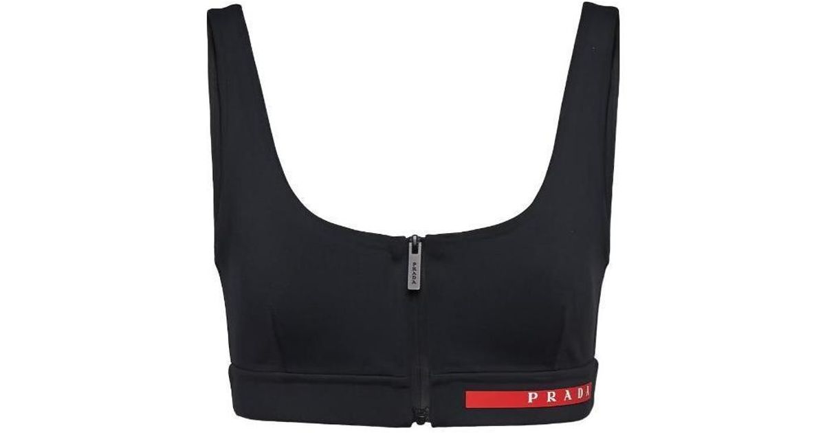 Prada Double Jersey Top in Black | Lyst