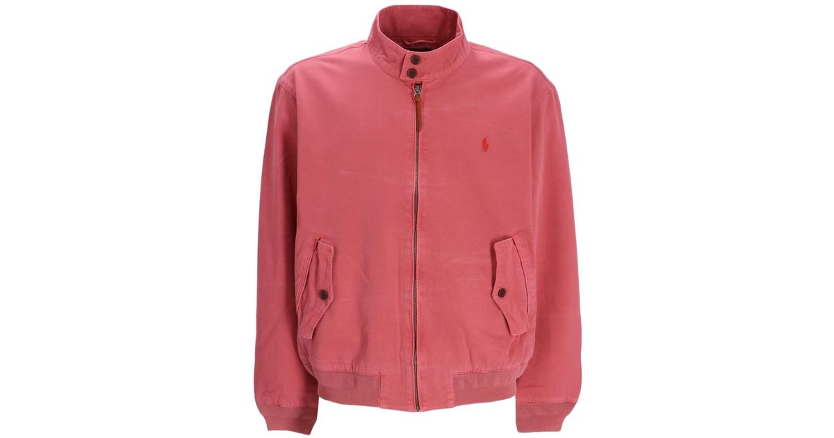 Polo Ralph Lauren Stand-Up Collar Cotton Windbreaker in Pink for Men | Lyst