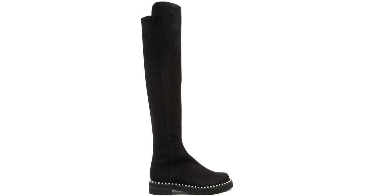 Stuart Weitzman 5050 Lift Pearl Over-The-Knee Boots in Black | Lyst