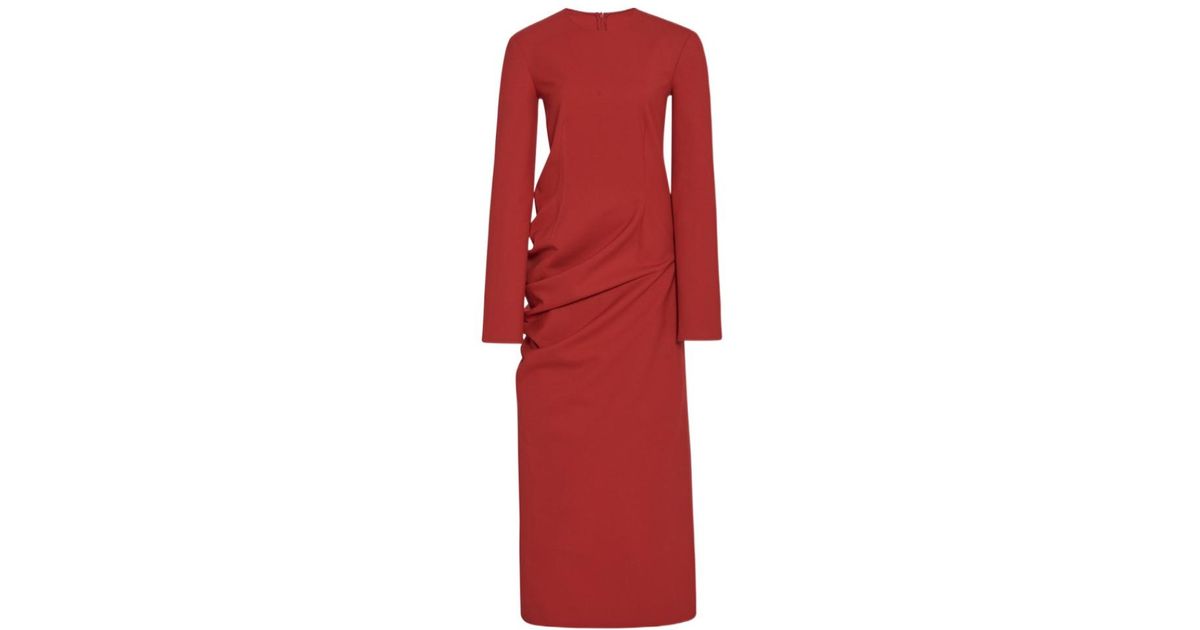 The Row Lucienne Long-Sleeved Dress in Red | Lyst UK