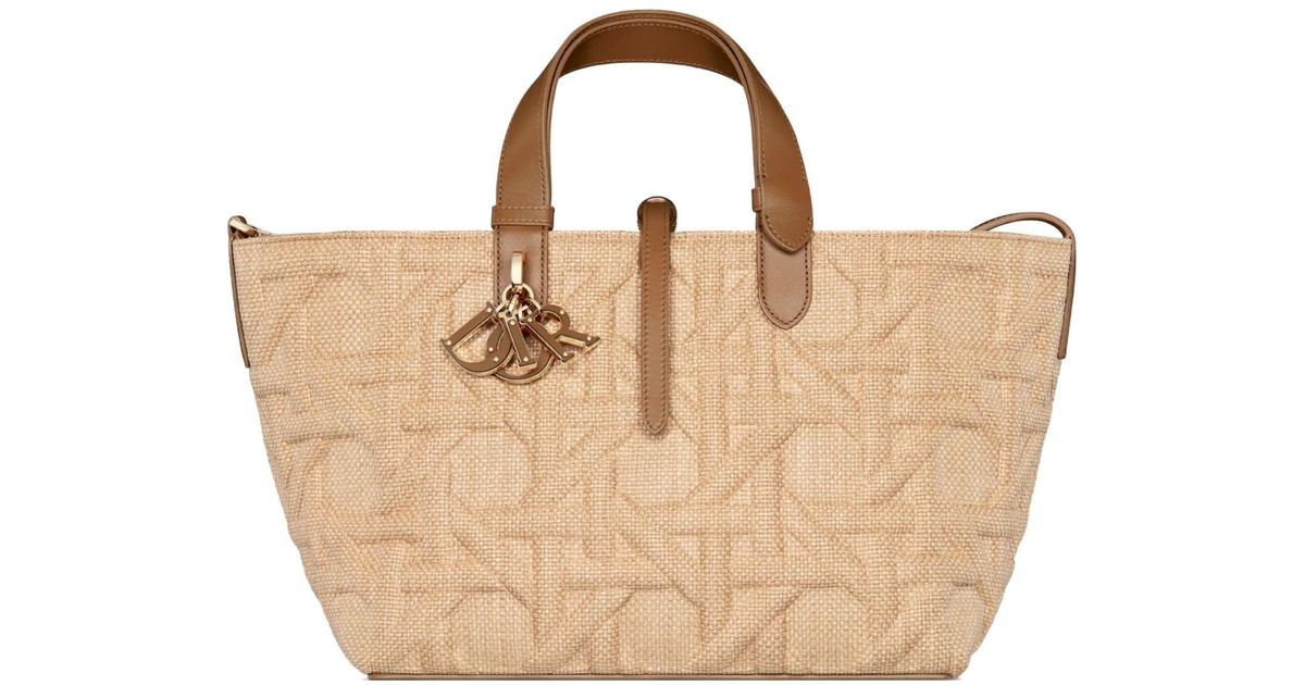 Dior Medium Logo Handbag in Natural | Lyst