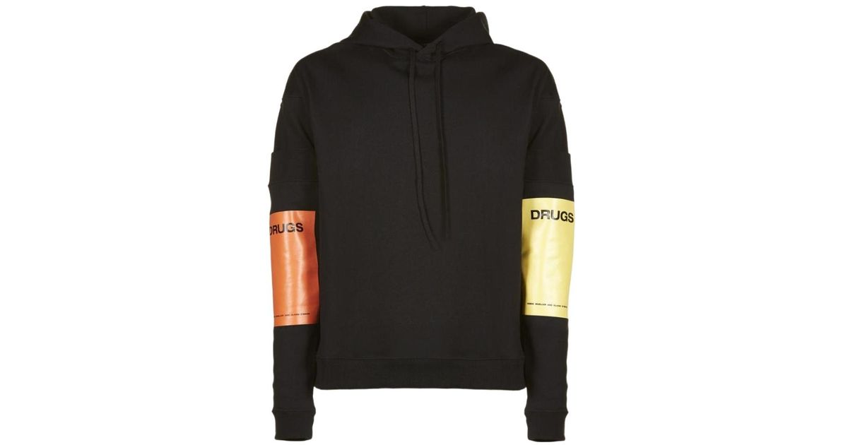 Raf Simons Logo Hooded Sweater in Black for Men | Lyst