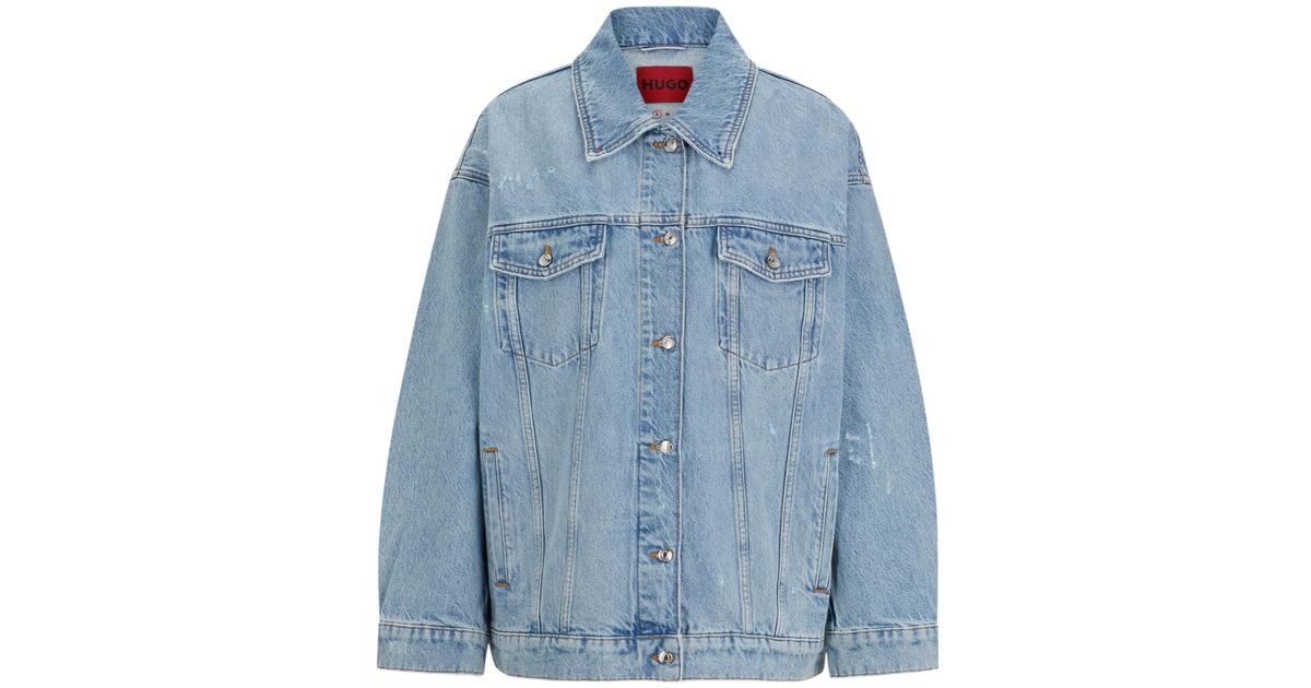 BOSS Logo-Appliqué Denim Jacket in Blue | Lyst