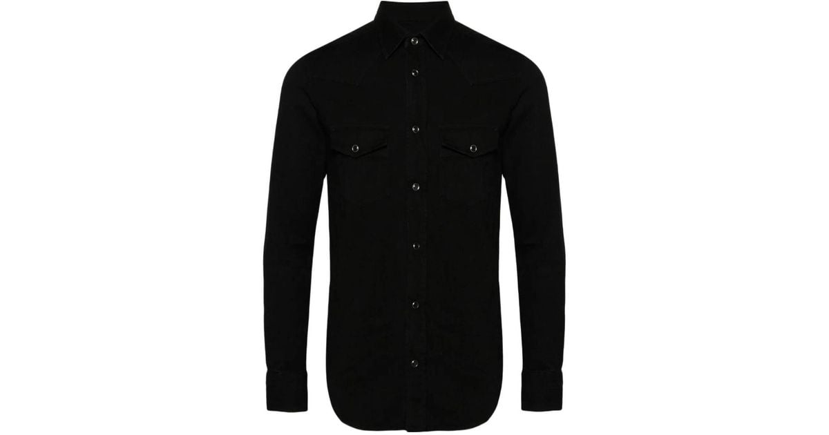 Tom Ford Cotton Denim Western Shirt in Black for Men | Lyst