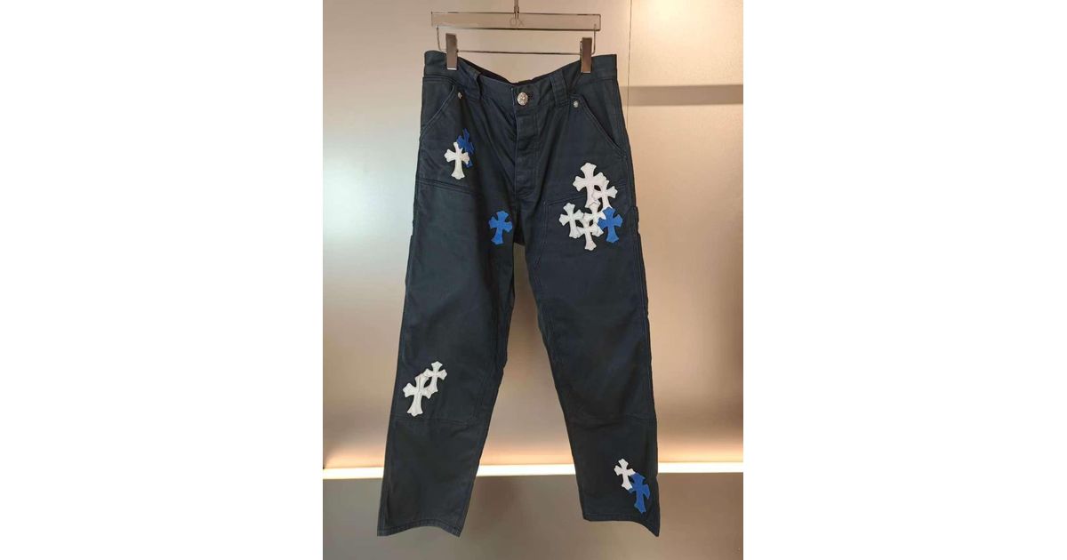 Chrome Hearts Cross-Taped Leather Overalls in Blue for Men | Lyst