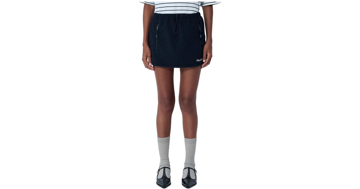Miu Miu Logo Graphic Mini Skirt in Blue | Lyst
