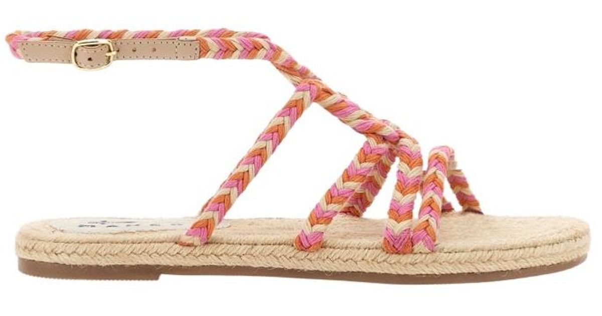 Manebí Braided Rope Flat Sandals in Pink | Lyst