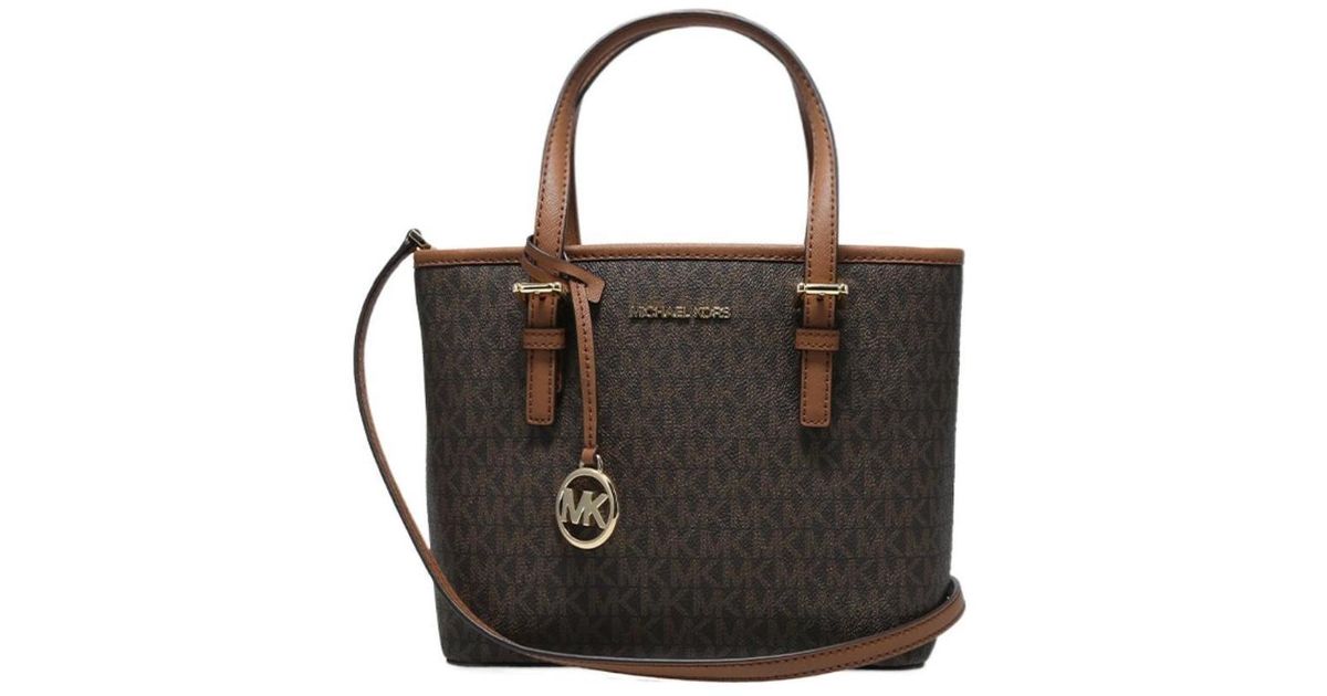 Michael Kors Jet Set Travel Logo Satchel Bag in Black | Lyst