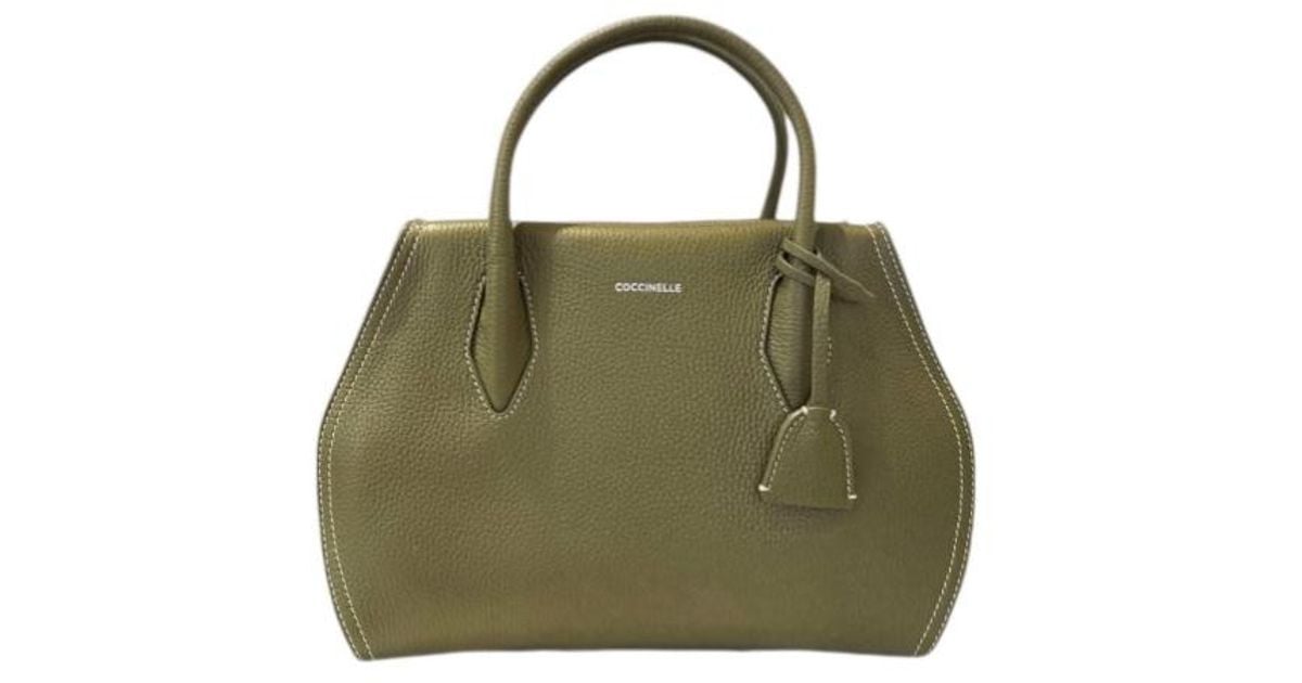 Coccinelle Logo Zipper Handbag in Green | Lyst