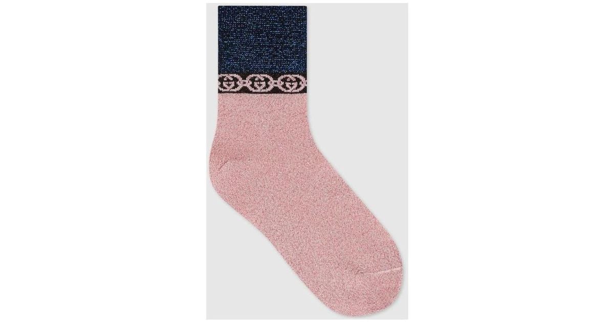 Gucci Interlocking Double G-Chain Socks in Pink | Lyst