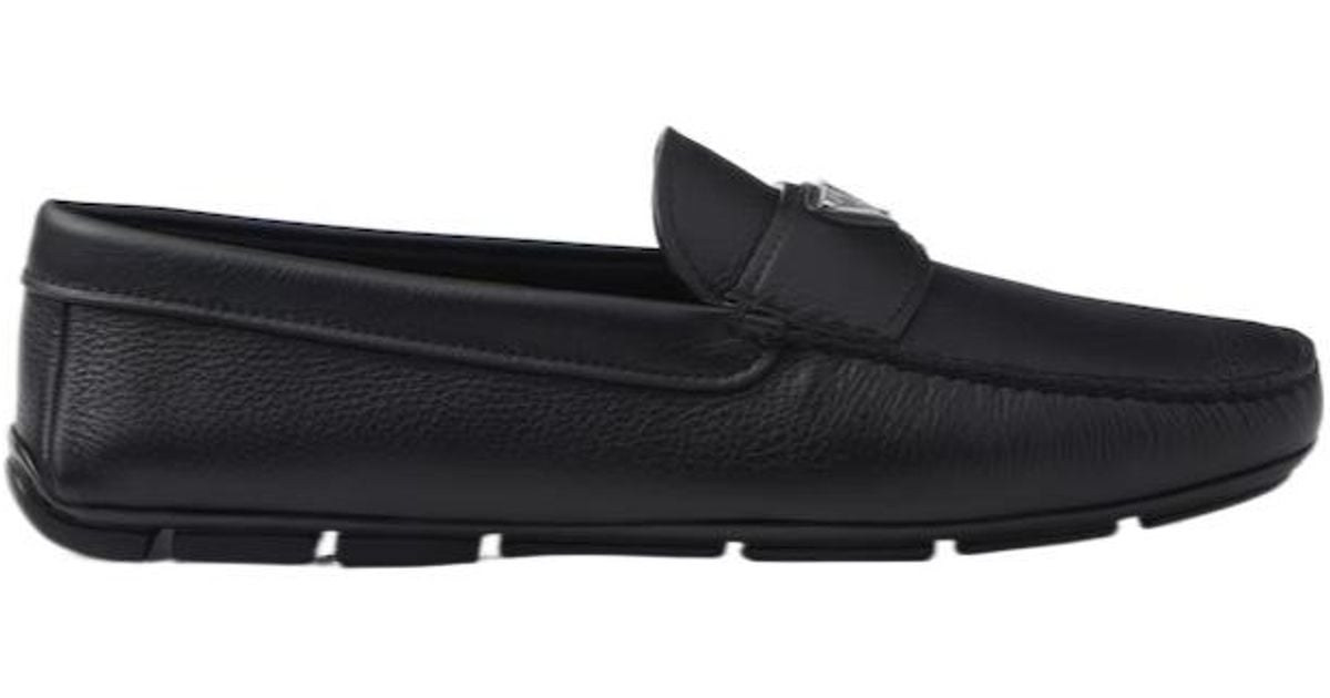 Prada Leather Driving Shoes in Black for Men | Lyst