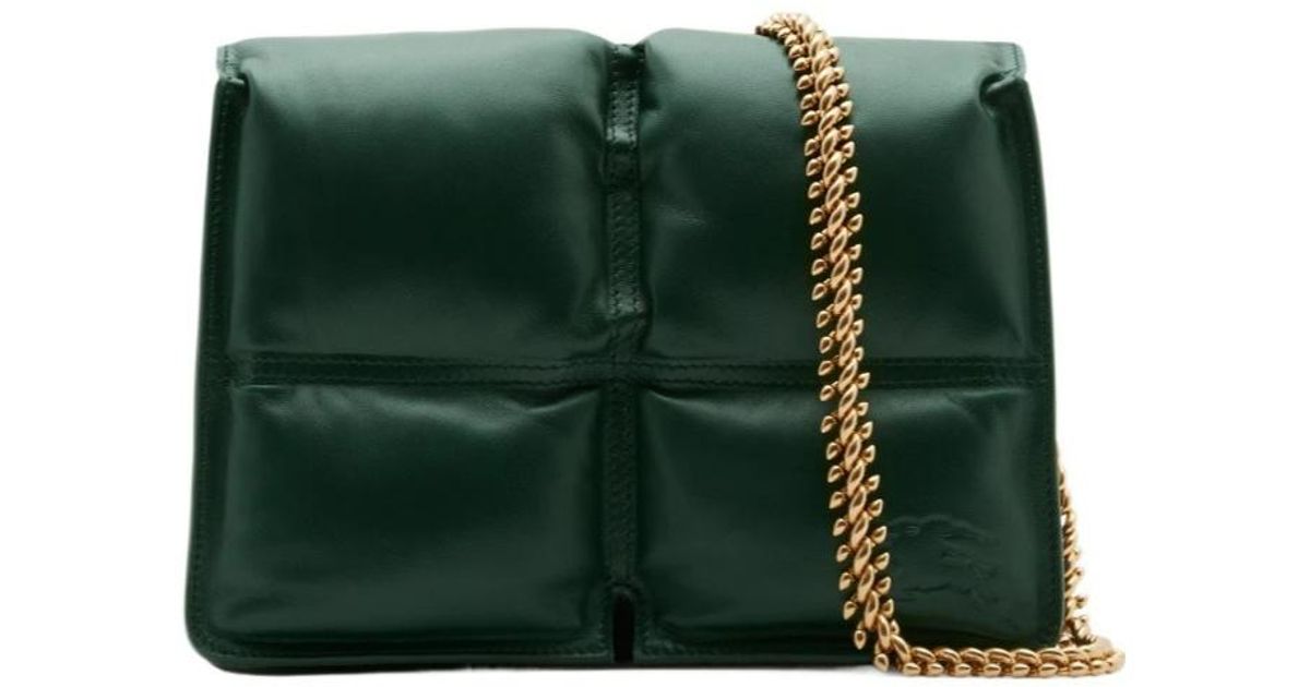 Burberry Snip Quilted Chain-Link Crossbody Bag in Green | Lyst