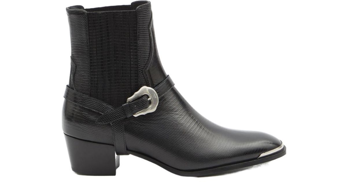 Celine Western Chelsea Isaac Boot With Harness And Metal Toe in Black ...