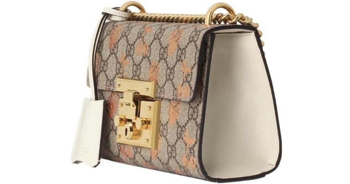 Gucci Small Padlock Berry-Print Shoulder Bag in Natural | Lyst