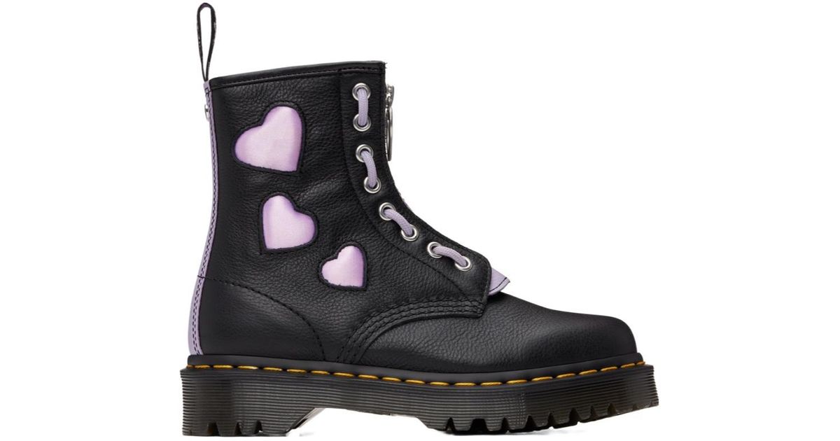 Dr. Martens 1460 Zip Heart Front Zip Short Boots in Black | Lyst