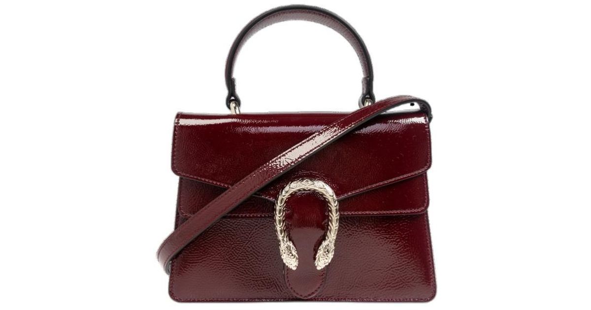 Gucci Small Dionysus Patent-Leather Tote Bag in Red | Lyst