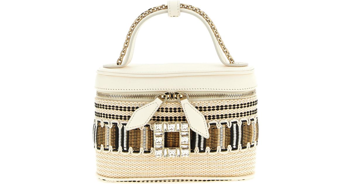 Roger Vivier Vanity Très Vivier Micro Shoulder Bag in Natural | Lyst