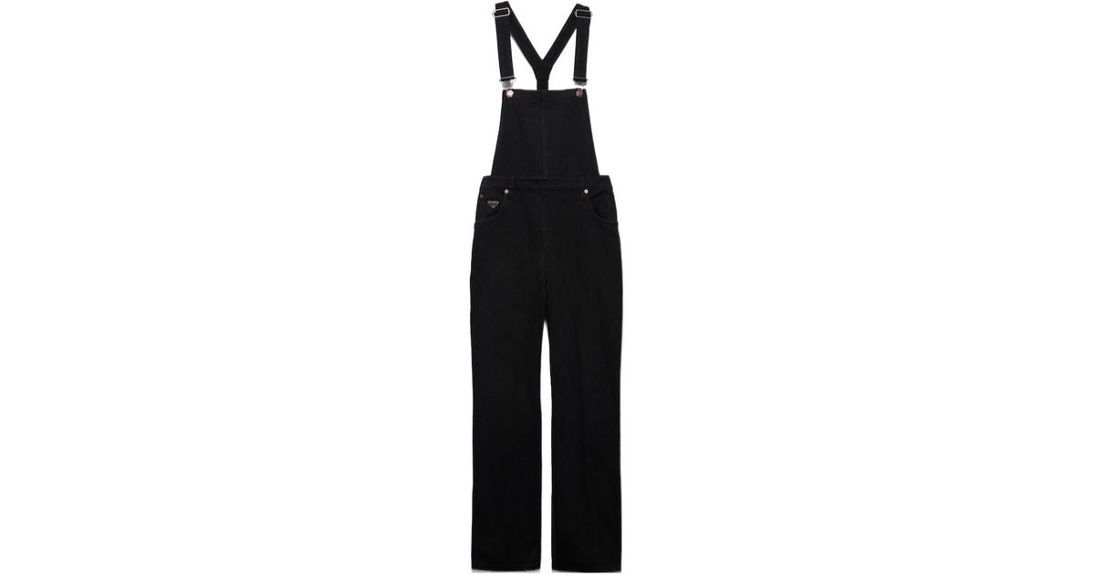 Prada Denim Overalls in Black | Lyst