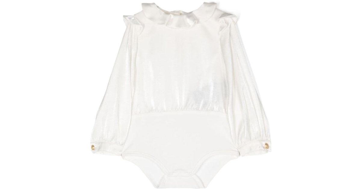 Balmain Frilled-Neck Ruffled-Detail Body in White | Lyst