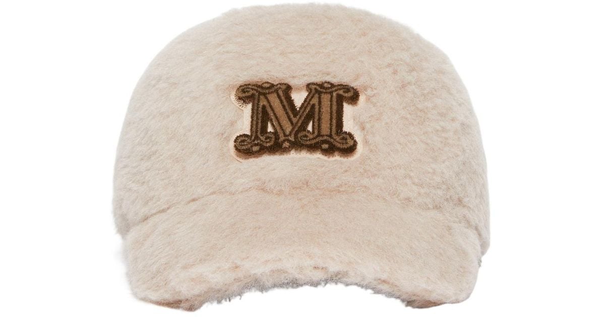 Max Mara Logo Wool Hat in Natural | Lyst