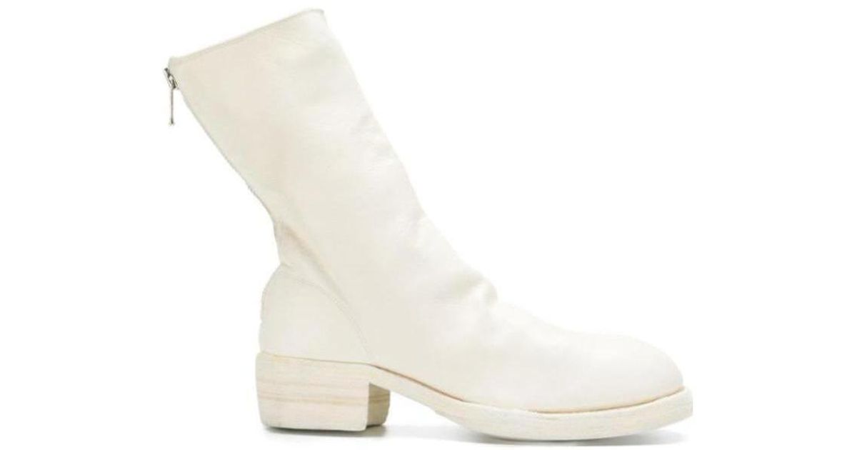 Guidi Logo Back-Zip Boots in White | Lyst
