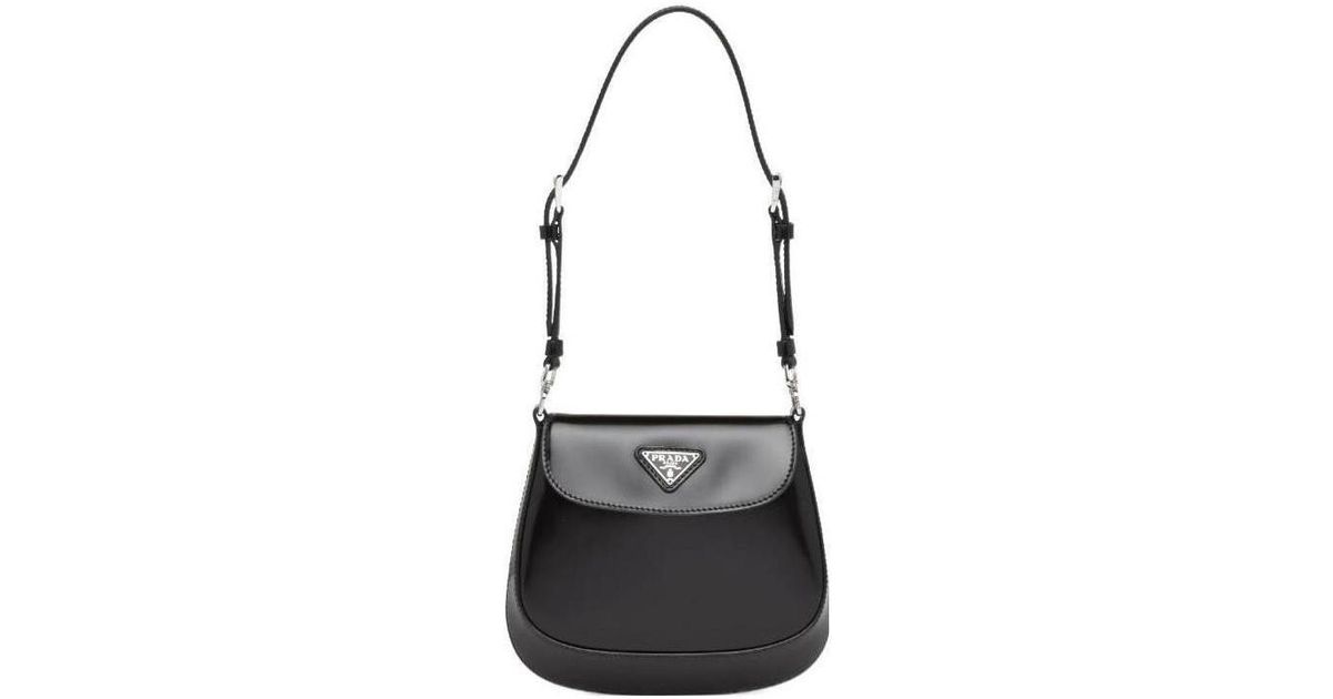 Prada Cleo Brushed Leather Mini Bag in Black | Lyst