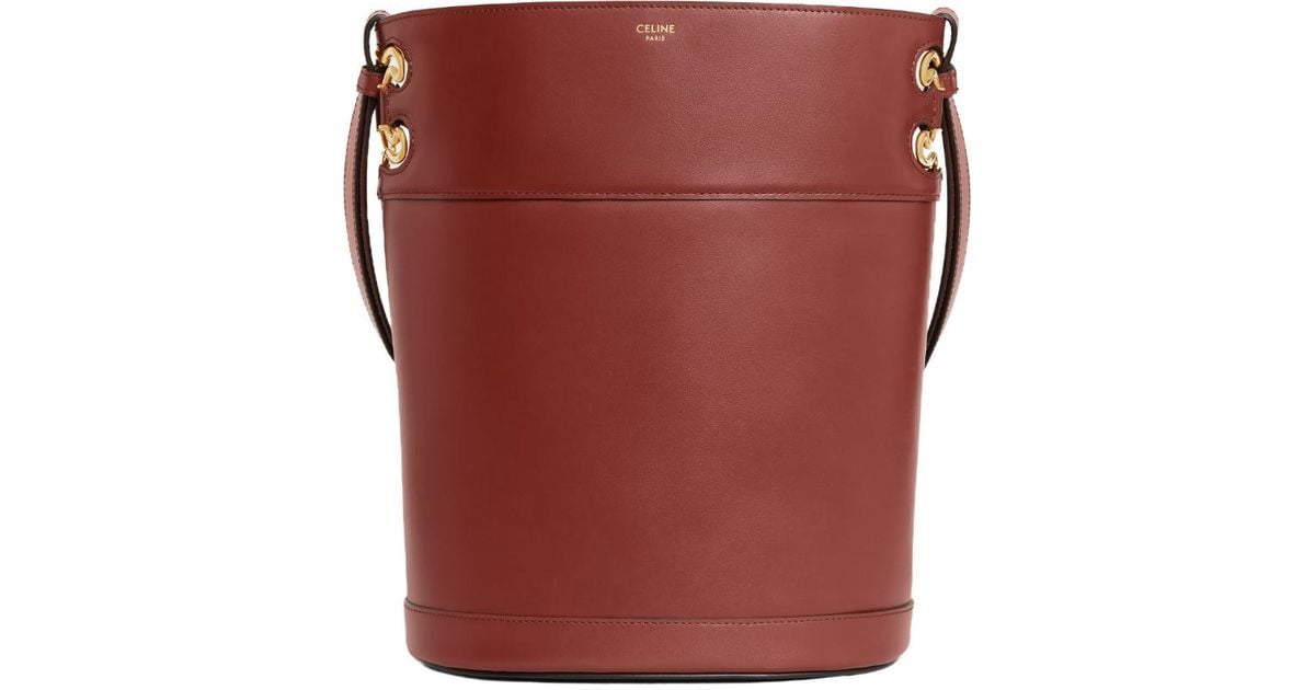 Celine Bucket Triomphe Shoulder Bag in Red | Lyst