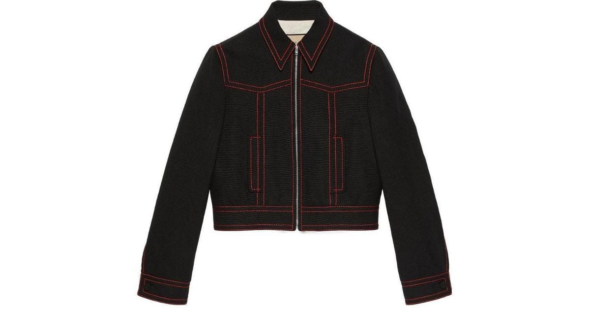Gucci Exposed Stitch Bomber Jacket in Black | Lyst