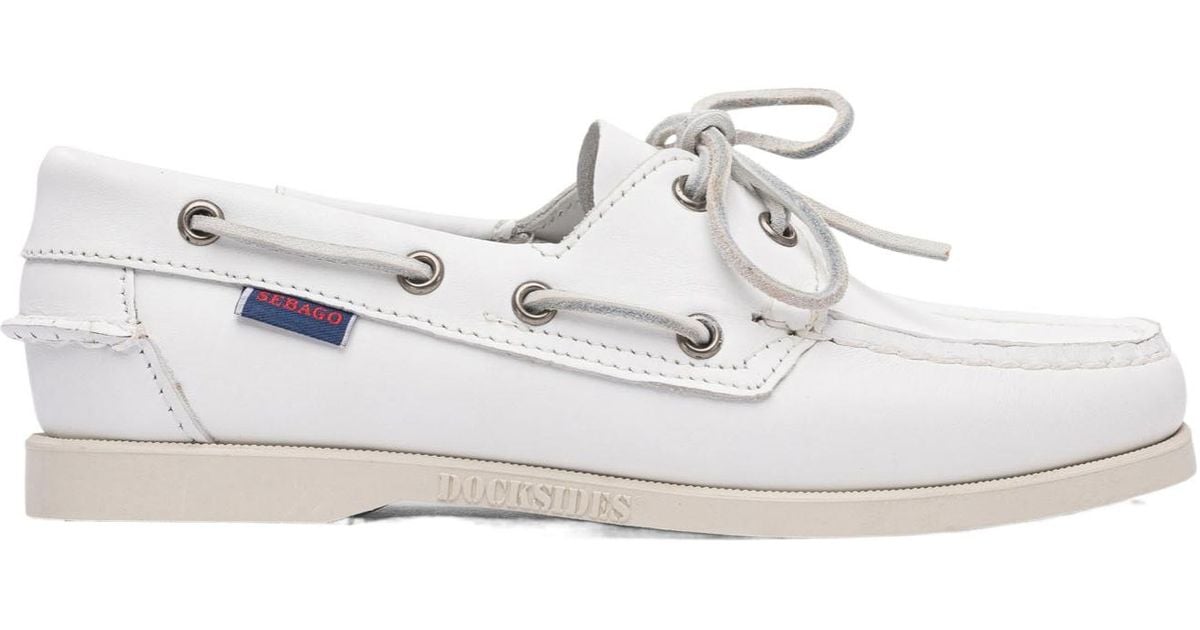 Sebago Lace-Up Flats in White | Lyst
