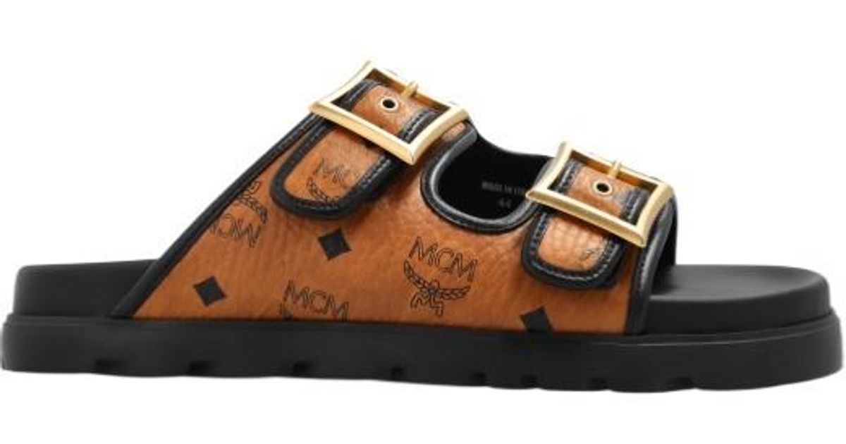 MCM Alphabet Slippers in Brown | Lyst