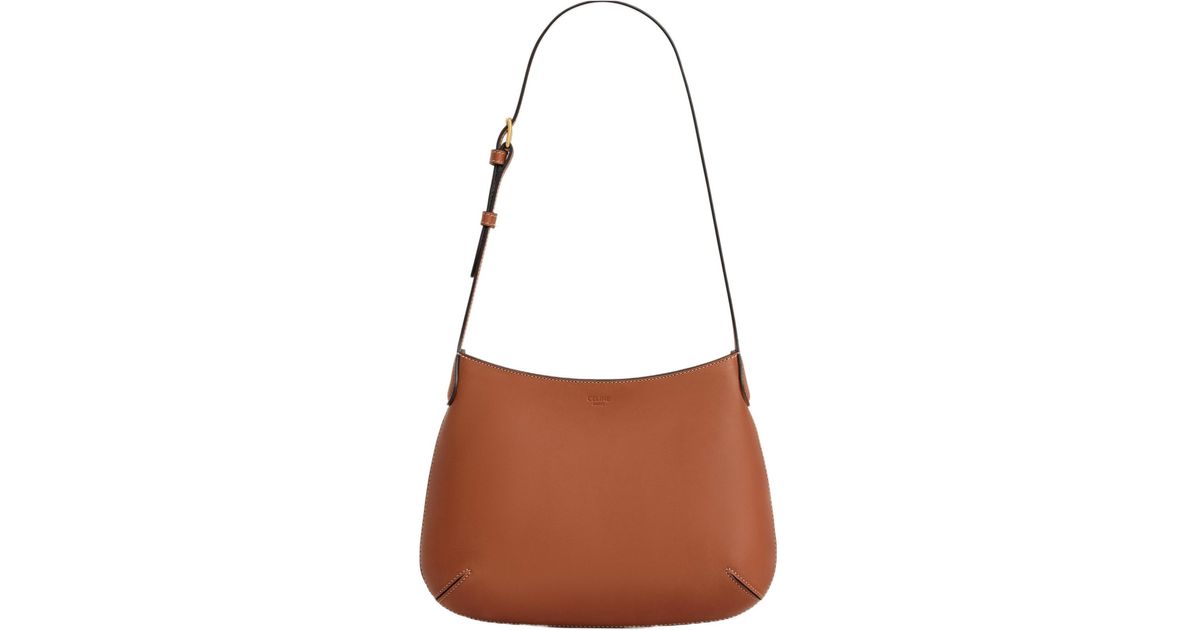 Celine Logo Shoulder Bag in Brown | Lyst