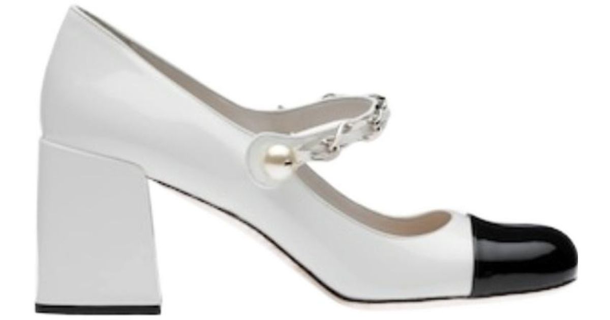 Miu Miu Patent Leather High Heels in White | Lyst