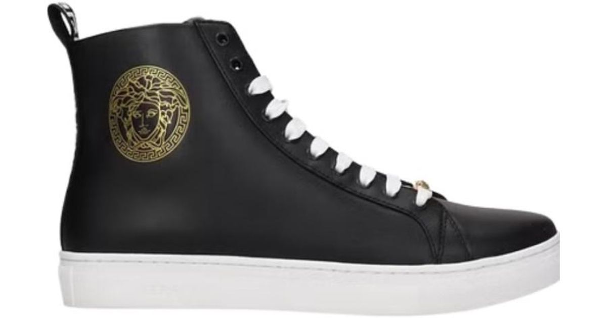 Versace High-Top Round-Head Casual Sneakers in Black for Men | Lyst UK