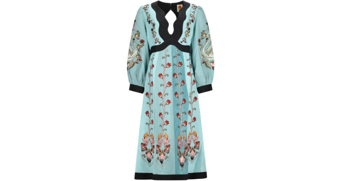 FARM Rio Long-Sleeved Dress in Blue | Lyst