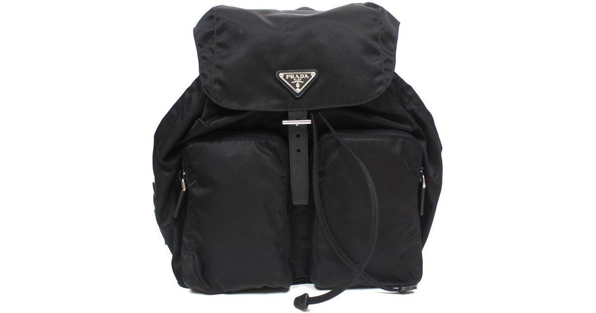 Prada Logo Backpack in Black for Men | Lyst