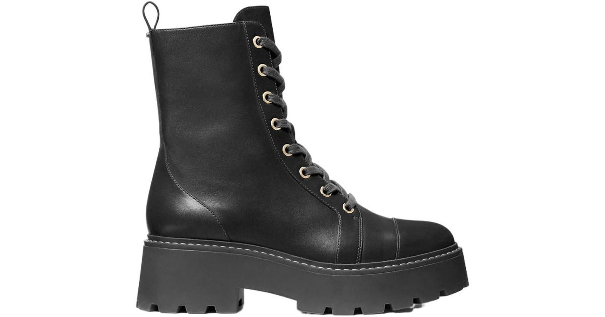 Michael Kors Blake Leather Combat Boots in Black | Lyst