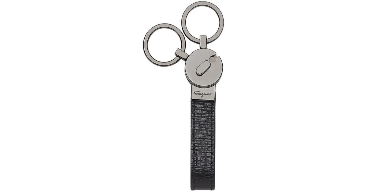 Ferragamo Metal Ring Key Chain in White for Men | Lyst