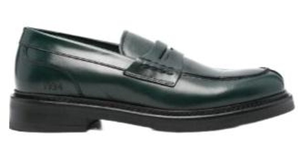 Canali Logo Loafers in Green for Men | Lyst