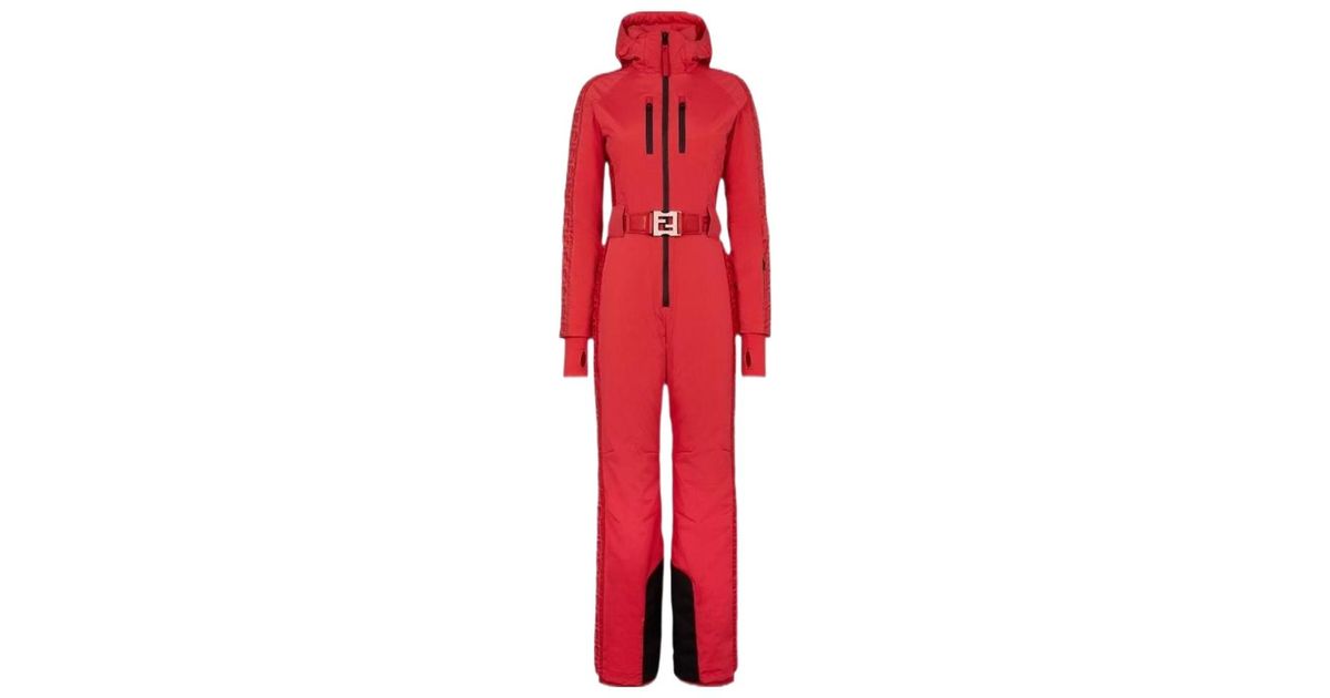 Fendi Logo One-Piece Ski Suit in Red | Lyst